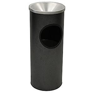 Witt Industries 3000SVN Steel 3-Gallon Urn Ash-N-Trash Receptacle with Galvanized Liner, Round, 10" Diameter x 25" Height, Silver
