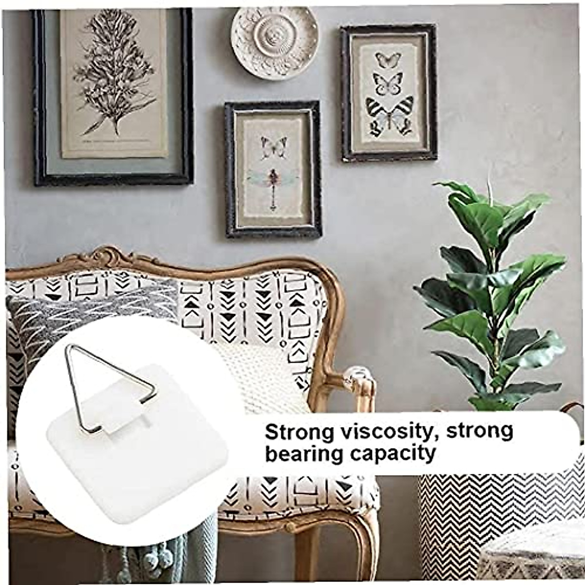 Invisible Adhesive Plate Hanger Set, 50Pieces Adhesive Hang Tabs Plate Hangers Vertical Plate Holders for The Wall Small