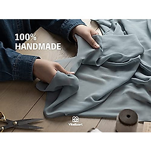 Vitalizart Dusty Blue Ribbon Chiffon Silk Ribbon 1.5" x 7Yd Handmade Fringe Ribbon for Gift Wrapping Wedding Invitations Bridal Shower Bouquets