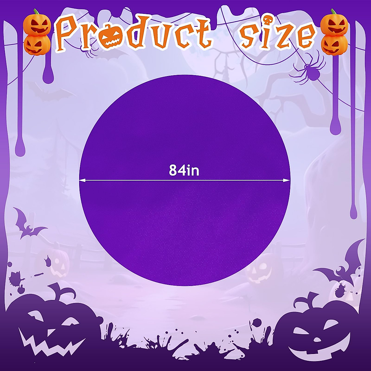 Rainmae 12pcs Halloween Disposable Plastic Tablecloth for Round Tables, 84IN Waterproof Table Covers for Halloween Indoor Outdoor Events and Parties(Black Purple Orange Green)