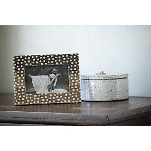 Foreside Home & Garden White Polka Dot Pattern 4x6 inch Wood Decorative Picture Frame