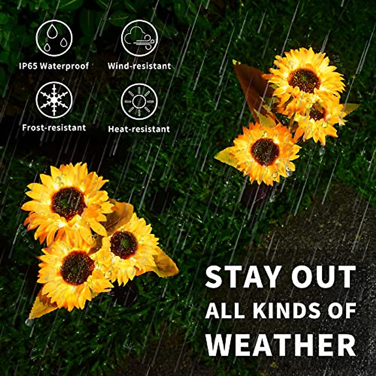 SUWEAZC Sunflower Solar Lights 2 Pack Upgraded Solar Garden Lights LED with 6 Sunflowers Outdoor Waterproof Decorative Solar Flower Lights for Patio Lawn Yard Pathway