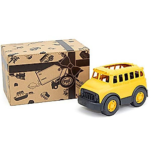 Green Toys School Bus, Yellow FFP - Pretend Play, Motor Skills, Kids Toy Vehicle. No BPA, phthalates, PVC. Dishwasher Safe, Recycled Plastic, Made in USA.