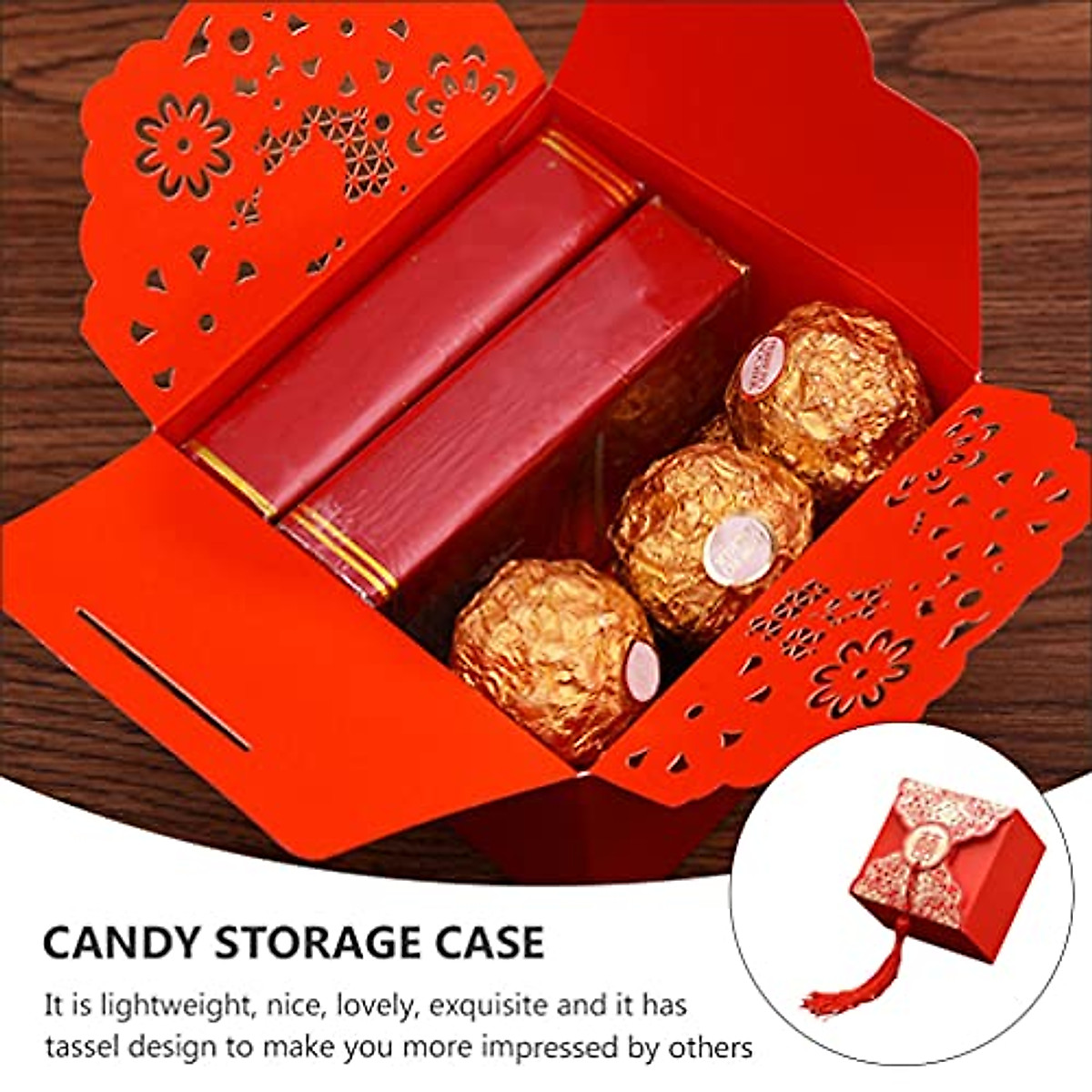KESYOO 20pcs Wedding Party Favor Boxes Chinese Style Xi Candy Chocolate Gift Boxes with Tassels for Wedding Baby Shower Birthday Party (Red) M