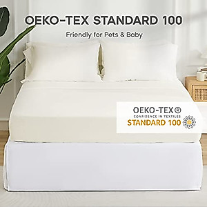 SONIVE Premium Bed Skirt Solid with Pleated Dust Ruffle 15-Inch Drop Easy to Put in Shrink Free and Fade Resistant (White, Queen)