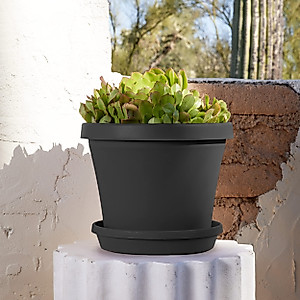 Bloem Terra Pot Planter: 14" - Black - Durable Resin Pot, for Indoor and Outdoor Use, Gardening, 5 Gallon Capacity, Saucer Sold Separately