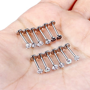 Dyknasz 18G Threadless Push in Medusa Piercing Jewelry Set, Surgical Steel Labret Lip Rings Stud for Women Men, Tragus Forward Helix Earrings Cartilage Flat Back.