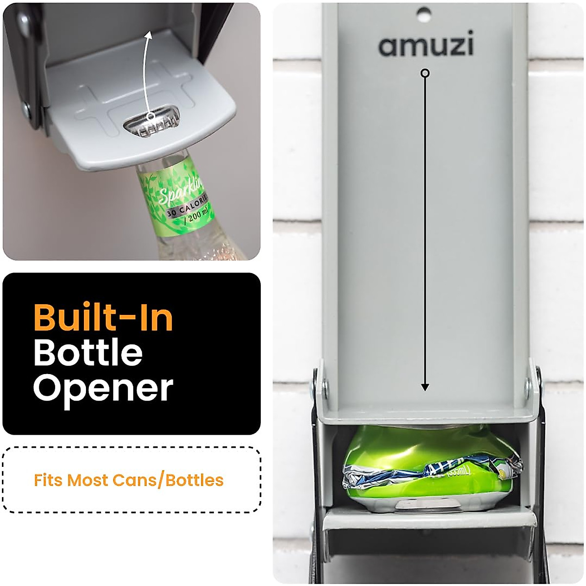 Can Crushers - Wall Mounted Aluminum Can Smasher - Ideal for Garbage Can and Recycling Bin - Outdoor Bar Accessories Must-Have - Home Improvement Essential - Efficient Can Crusher by Amuzi