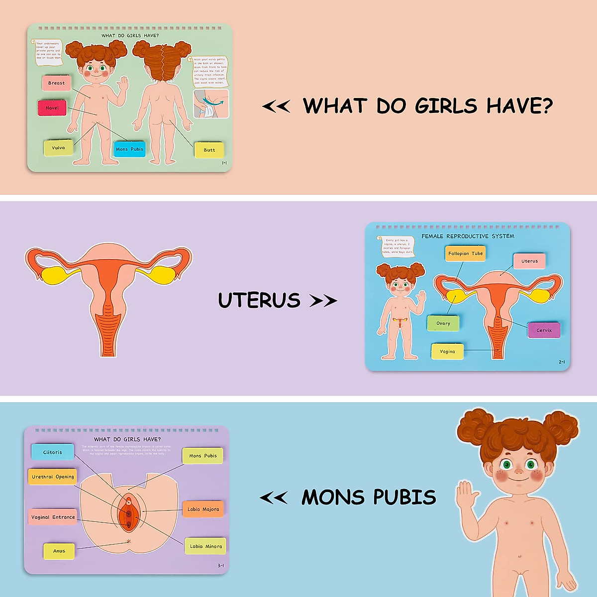 Freebear Montessori Busy Book for Kids, Human Body Anatomy Book for Toddlers, Preshool Kindergarten Learning Activities, Autism Sensory Toys, Travel Toys, Gifts for Girls and Boys 4 5 6 7 8 Years