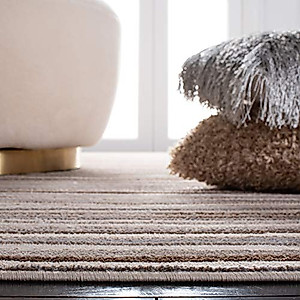 SAFAVIEH Lagoon Collection 8' x 10' Ivory / Brown LGN148B Distressed Non-Shedding Living Room Bedroom Dining Home Office Area Rug