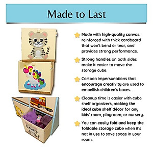 Product 4 Kids - Washable Toy Organizers and Storage, Canvas Toy Chest Organizer Foldable Kids Toy Storage Organizers for Child's Bedroom or Playroom -13x13x13 Inch (Tiger Cub)