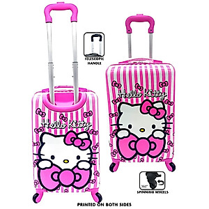 Fast Forward Kids Licensed Hard-Side 20” Spinner Luggage Lightweight Carry-On Suitcase (Hello Kitty) Carry-On 20 Inch