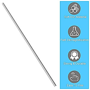 Soft Iron Rod, High Pure Iron Rod, Ideal Core for Making Electromagnets, 0.19" Diameter, 7.9" Long