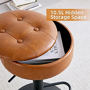 RUCUKEN Storage Bar Stools Adjustable Bar Stool Chair Swivel Bar Stools Modern Bar Stools Round Bar Stools