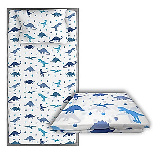 wovenx Kids Organic Viscose Derived from Bamboo Sheet Set | Twin or Full Size Fitted Bed Sheets | Oeko-Tex Certified | Cute Toddler Bedding for Girls & Boys Dino Twin