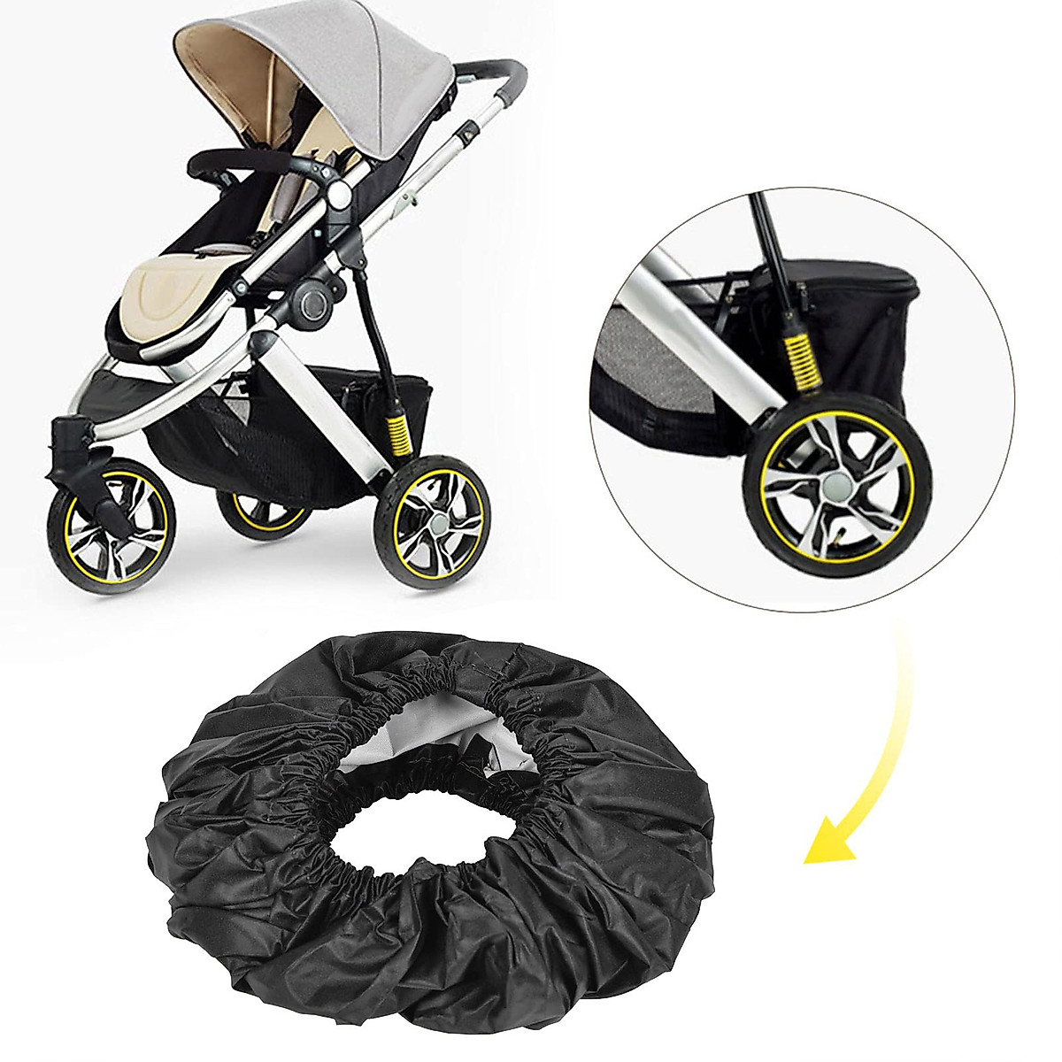 4Pcs Baby Stroller Wheel Cover, Kid Baby Wheelchair Protector Pushchair Wheel Cover Stroller Accessory for Dia 4.7-6.3 Inches(Small (4pcs))