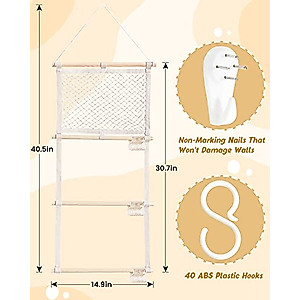 Maiqufa Headband Holder Hair Bows Organizer for Girls, Wall Mounted Hanger with 40 hooks, Large Capacity Baby Hair Accessory Organizer for Toddler Girls Room and Nursery Décor