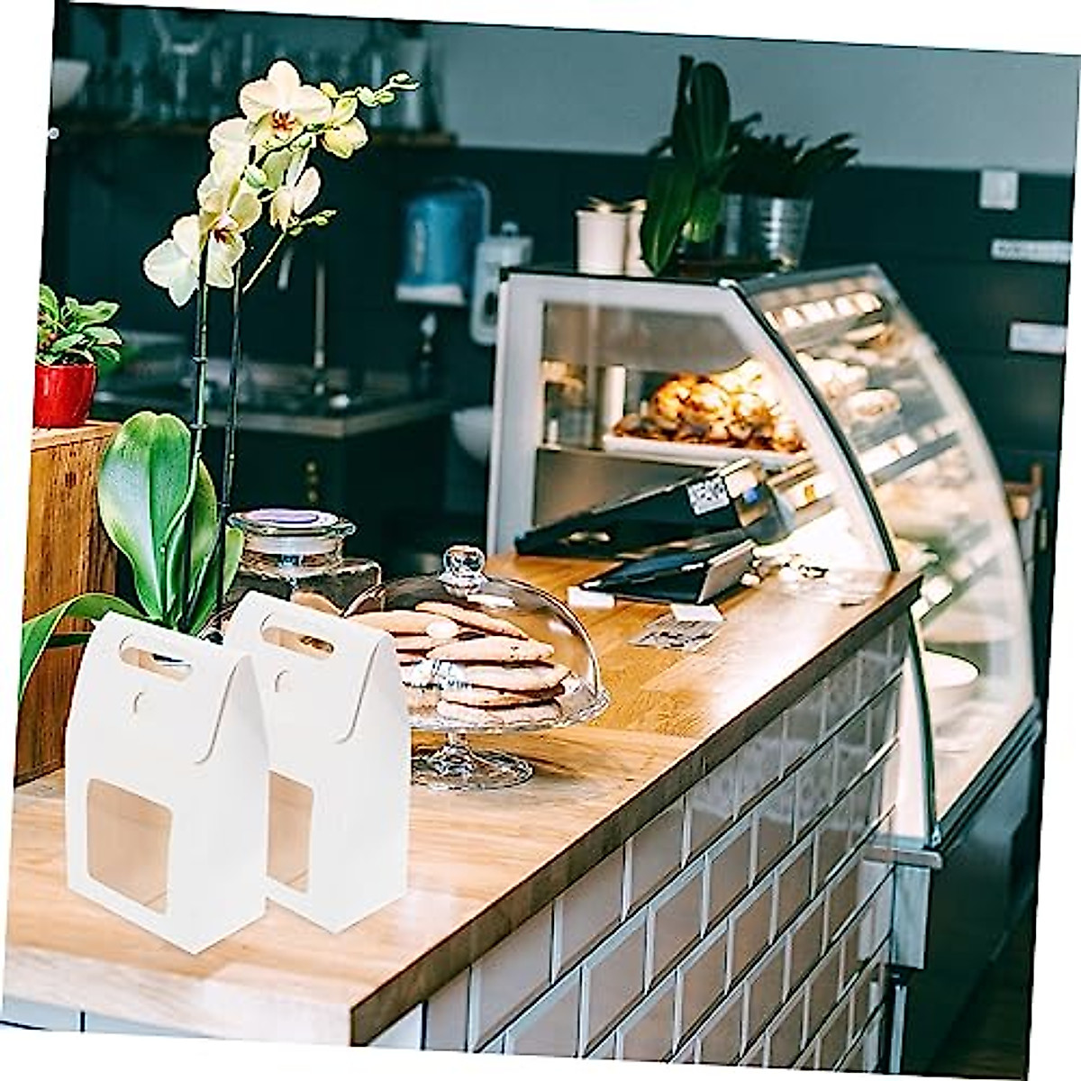 ULTECHNOVO 12pcs Cupcake Boxes Window Gift Bag Mini Muffin Mini Containers Clear Cake Box Small Baking Boxes Kraft Cupcake Holder Christmas Gift Bags Muffins Packaging Box Cake Container Box