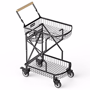 Foldable Shopping Cart for Groceries, Collapsible Carts with 360° Rolling Swivel Wheels, Heavy Duty Multi Function Folding Utility Cart for Camping Gear, Traveling, Laundry, Garden, Pantry, Garage