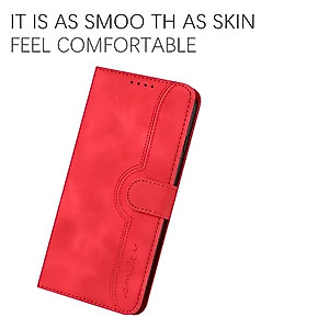 JLHYYXH Case for Sony Xperia 1 III, Premium Smile Magnetic Kickstand Shockproof Credit Card Slot Wallet Case Flip Cover Case for Sony Xperia 1 III-Red