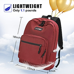 JOYHILL Large Travel Backpack for School 20L College Bookbag for Girls and Boys Fashion Casual Daypacks Back Packs Red