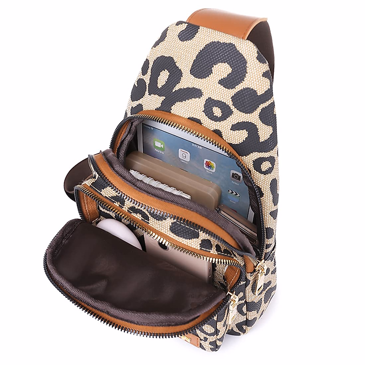 Multipurpose Leather Sling Bag, Shoulder Sling Bag, Crossbody Sling Backpack for Women, Fits 7.9 inch Tablet