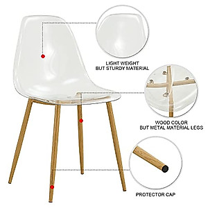 Glass Dining Table Set for 4, Modern Kitchen Table of Glass Tabletopand Acrylic Clear Ghost Dining Chairs for Small Spacious Dining RoomKitchen Office (1 Table +4 Clear Charis, 51 Inch)