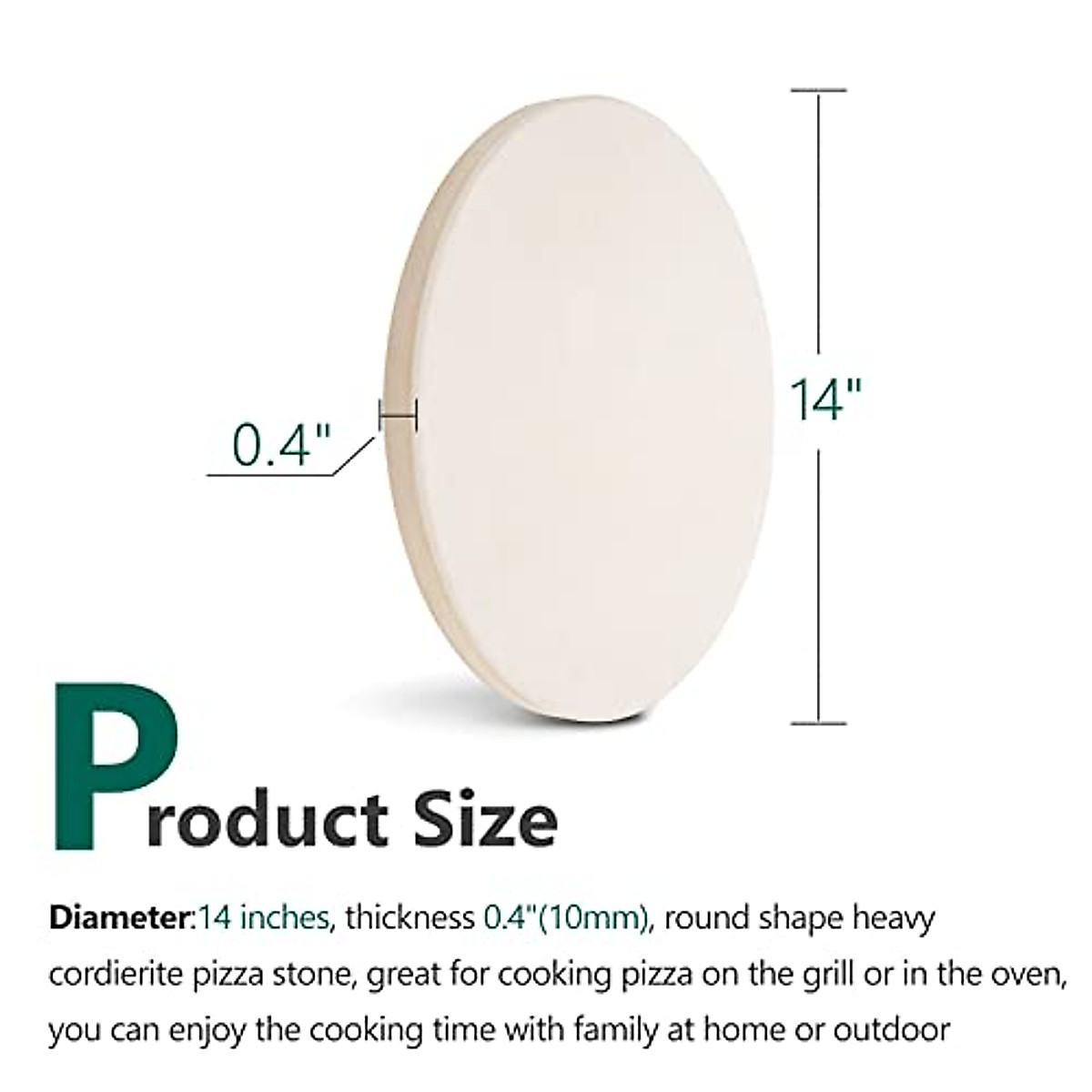 GGC 14 inch Pizza Stone for Ovens, Baking Stone for Grill and BBQ to Cook Perfect Crispy Crust Pizza, Bread and Cookies at Home, Garden and Outdoor, Distributes Heat Evenly Round Pizza Baking Stones