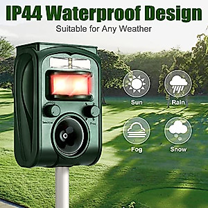 Wikomo 2023 Solar Powered Repellents Protectors Outdoor, Waterproof Solar Device with USB Charging, Flashing LED, 5 Working Modes, Suitable for Yard, Terrace, Campsite, Garden, Farm-Green