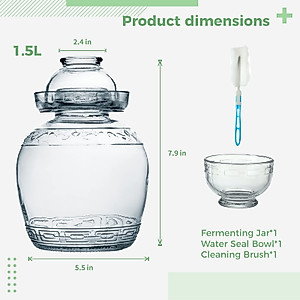 Anjetan 1.5L/2.5L/4.5L Glass Fermenting Jar, Large Capacity Sealed Pickle Jar, (A 1.5L/52oz)