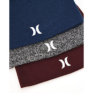 Hurley Men's Icon Staples Beanie - Lightweight Classic Loose Knitted Hat for Men, Black/Black