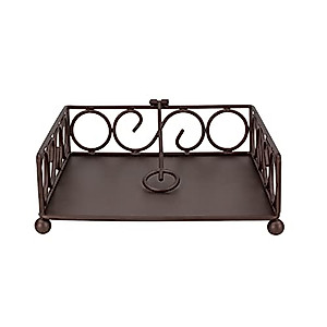 Napkin Holder For Table, By Home Basics (Bronze) | Napkin Holders For Kitchen | Scroll Design Table Napkin Holder with Stopper Medium