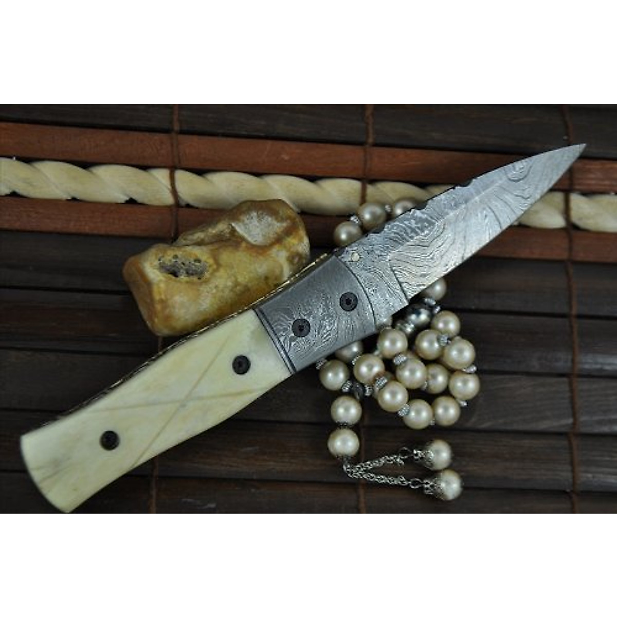 Perkin Knives - Handcrafted Damascus Hunting Knife - Folding Knife