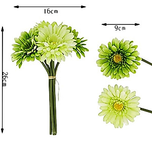 TOPIA Artificial African Daisies Flowers African Daisy Silk Flowers Artificial Gerbera Daisies Pack of 10 (Green)