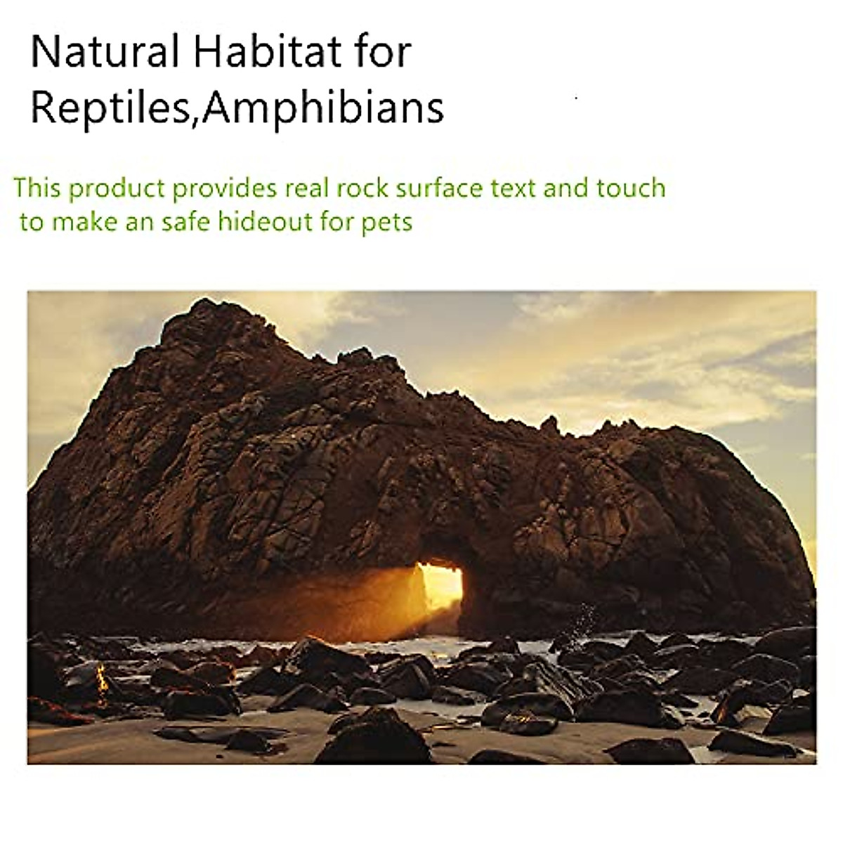 RunXF Reptile Simulation Rock Hideouts Cave Amphibian Hides Resin Habitat Decor Shelter for Gecko Leopard Lizards Toad Turtle (Small),grey
