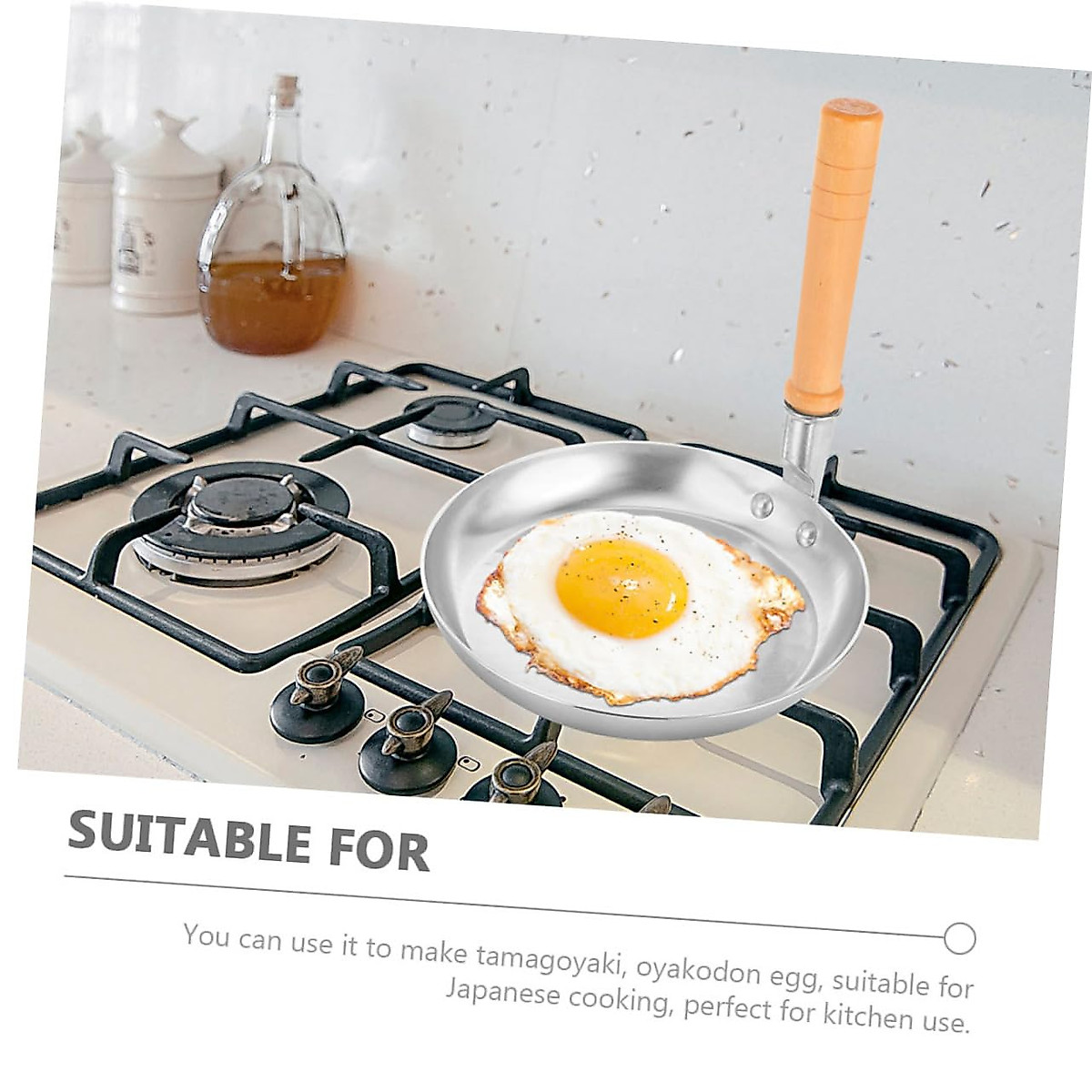 SEWOART Japanese Parent- Bowl Special Pot Creative Vertical Handle Frying Pan Japanese Cuisine Pan Egg Pan Egg Chicken 17cm Deluxe Version (uncoated) with Glass Lid for Gas Wooden Gas