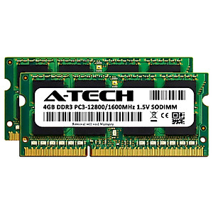 A-Tech 8GB Kit (2x4GB) RAM for Toshiba Satellite Radius 14-C009, P50W-CBT2N22 | DDR3 1600MHz PC3-12800 SODIMM 1.5V Non-ECC Memory Upgrade