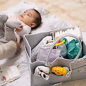MyJoyUSA Baby Diaper Caddy Organizer - Premium Storage For Nursery Essentials Change Diapers Car And Table Hold 30+, Bright grey