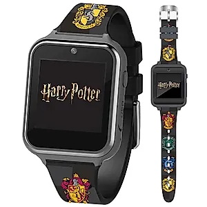 Accutime Harry Potter Educational Learning Touchscreen Kids Smartwatch - Black Strap, Toy - Girls, Boys, Toddlers - Selfie Cam, Games, Alarm, Calculator, Pedometer (Model: HP4107AZ)
