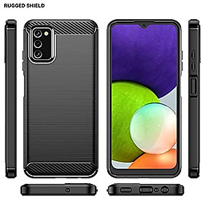 M MAIKEZI for Samsung A03S case, Galaxy A03S case with HD Screen Protector, Fashion Shock-Absorption Flexible TPU Bumper Soft Rubber Protective Case Cove for Samsung Galaxy A03S (Black Brushed TPU)