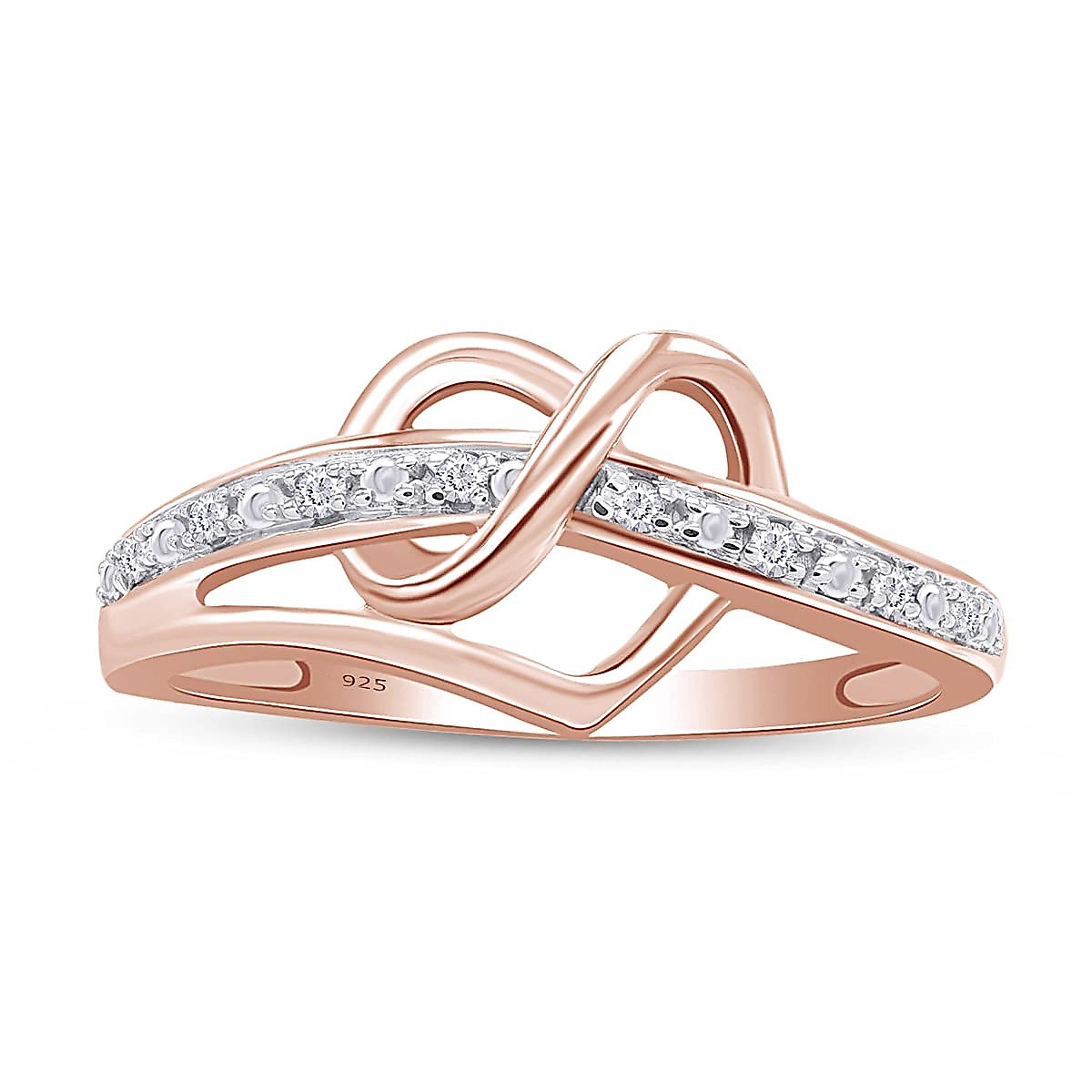 AFFY Sterling Silver Diamond Heart Ring (1/20 cttw, I-J Color, I3 Clarity)