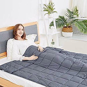 Yzooiyl Weighted Blanket Kids and Adults (for 80 to 125 lb Adult or Child) 41”x60” 10lbs Heavy Blanket with Glass Beads Breathable 100% Cotton（Dark Grey）