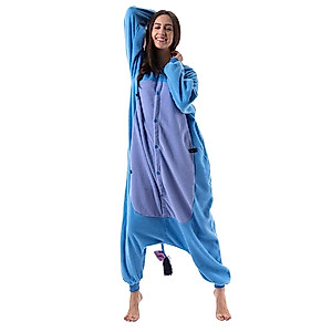 LMEIKK Cosplay Animal One Piece Halloween Costume Sleepwear Homewear Adult Unisex Onesie Pajamas (Bule, M)