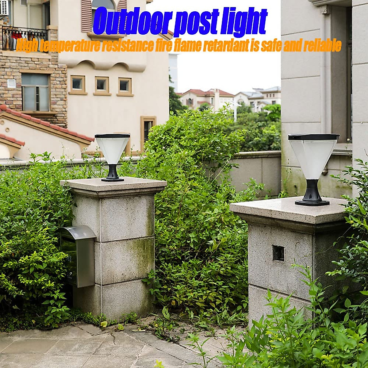 MODEBHD Solar Home Modern Outdoor Post Light Black Acrylic Lampshade Exterior Lamp Post Lights Fixture Simple Metal Material Pole Lantern Light Capted Garden Decoration Column Lamps