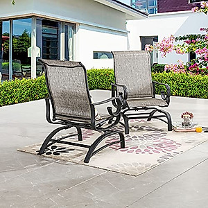 LOKATSE HOME Patio Bistro Armchairs Set of 2 Outdoor Dining Seating Chair with Fabric Metal Frame, Textilene Mesh, 2, Grey