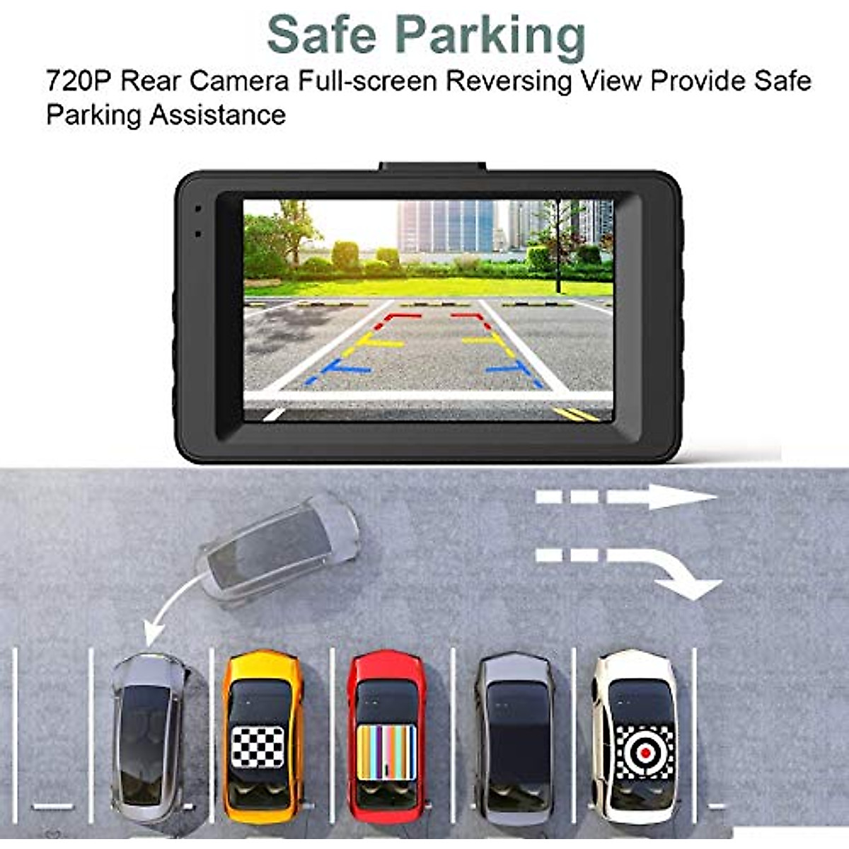Dash Cam Front and Rear, Dash Camera for Cars 1080P Full HD Dual Dash Cam 3" IPS Screen in Car Camera Front and Rear Night Vision,170°Wide Angle Motion Detection Parking Monitor G-Sensor(with SD Card)