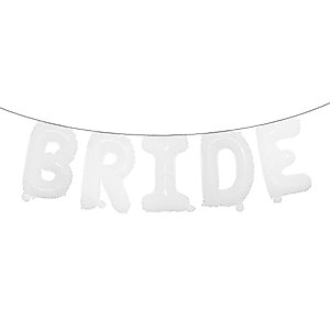 16 inch Multicolor Bride Letter Foil Balloon Wedding Bridal Shower Engagement Hen Party Decor Bachelorette Party Supplies (BRIDE White)