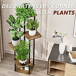 AZERPIAN Plant Stand 5 Tier Indoor Metal Flower Shelf for Multiple Plants Corner Tall Flower Holders for Patio Garden Living Room Balcony Bedroom, Black (5 Tier-Black)