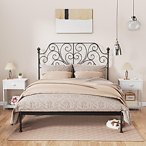 Furologee White Nightstands Set of 2, End Table with Fabric Drawer, Small Side Table for Small Spaces, 2 Tiers Storage Shelves End Table, Bedside Table for Living Room, Bedroom, Dorm