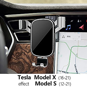 musttrue LUNQIN Car Phone Holder for 2016-2020 Tesla Model X and 2012-2021 Tesla Model S [Big Phones with Case Friendly] Auto Accessories Navigation Bracket Interior Decoration Mobile Cellphone Mount
